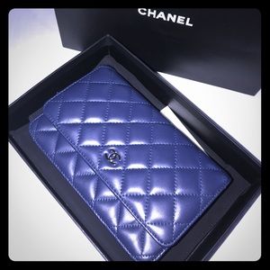 CHANEL | Bags | Chanel Woc Navy Blue Silver Chain Wallet Quilted | Poshmark